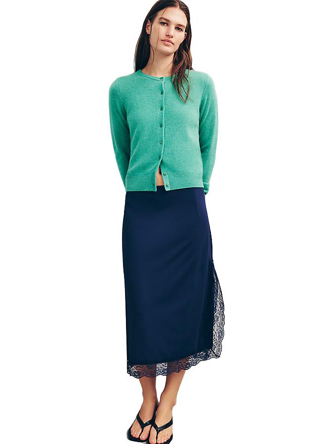 ANTHROPOLOGIE Lace Trim Midi Skirt